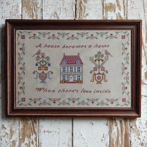 House Sampler Cross Stitch Pattern, Easy Cross Stitch Chart, Vintage ...