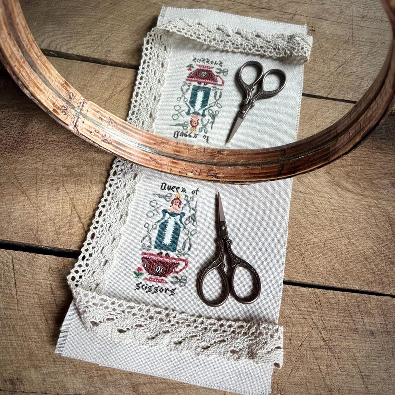 Queen of Scissors Cross Stitch Pattern, X Stitch Chart, Mini Sampler ...
