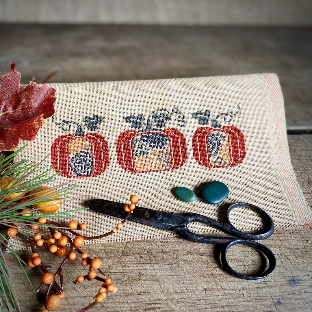 Quaker Pumpkins Cross Stitch Pattern, X Stitch Chart, Mini Sampler ...