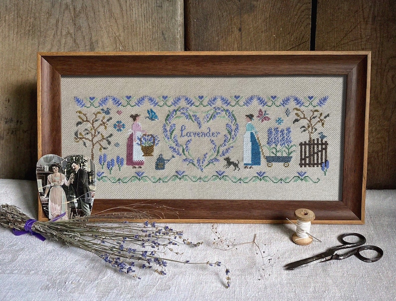 Lavender Harvest Sampler Cross Stitch Pattern, X Stitch Chart, Pin Drum ...