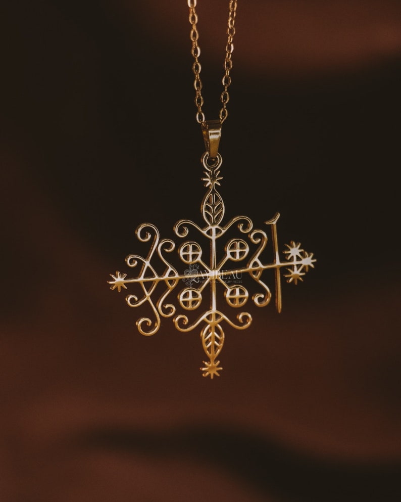 Pre-order* | Legba Nan Baryè A | Haitian Vodou Vèvè Necklace | Papa ...