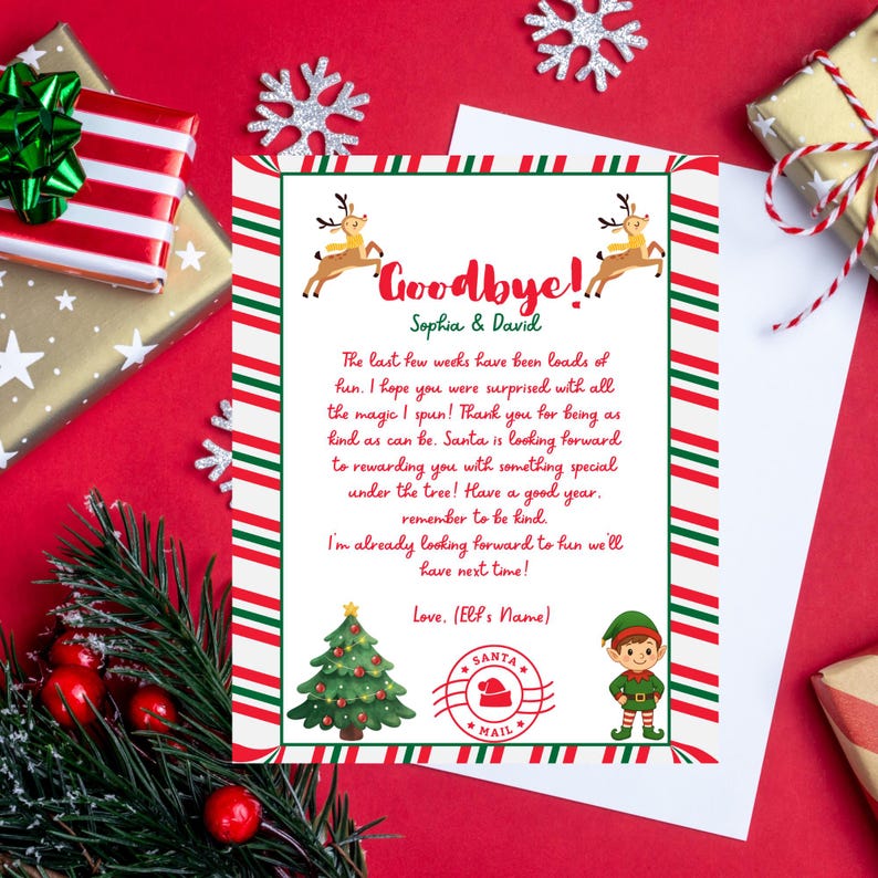 Elf Goodbye Letter | Printable Christmas Farewell (digital Download ...