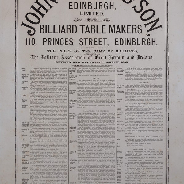 Snooker Rules Poster - Etsy