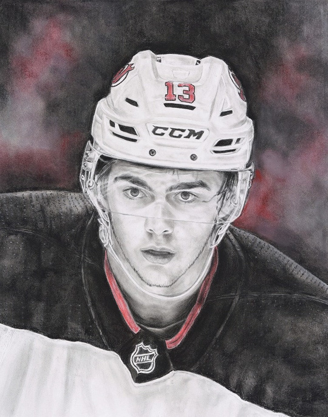 Nico Hischier, NJ Devils, Limited Edition Print of Artist's Art Work ...