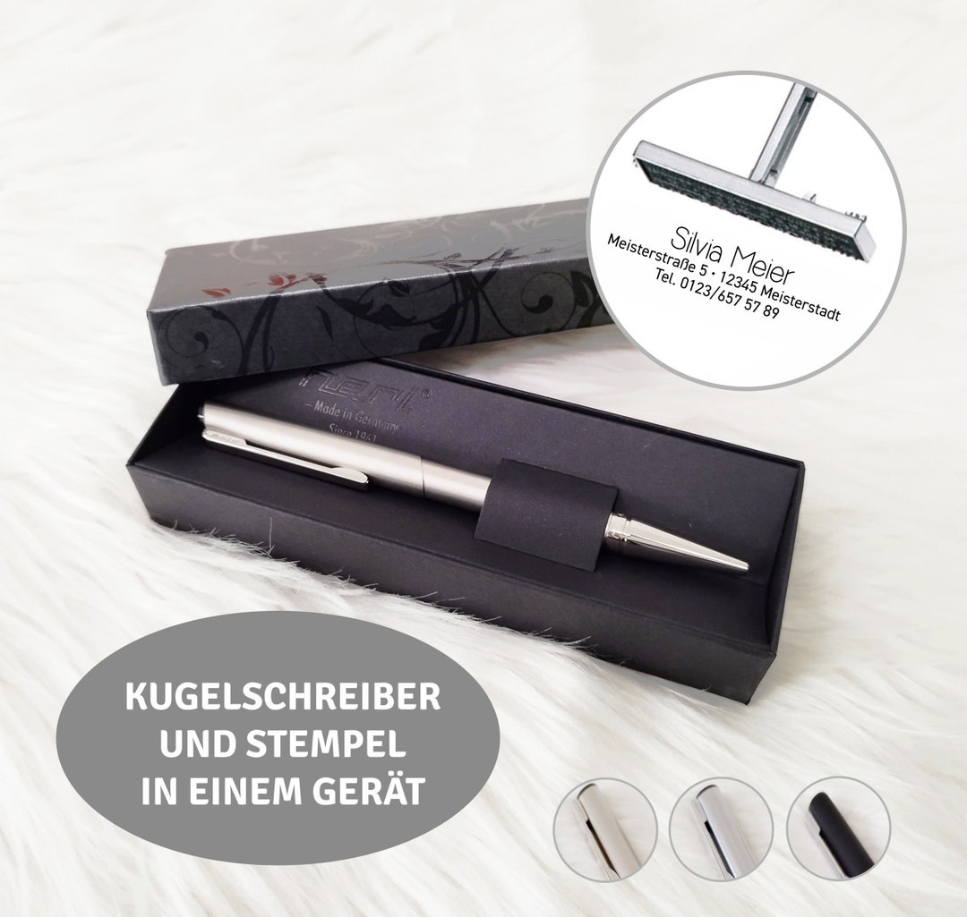 Biro With Integrated Stamp Metallic Biro - Etsy