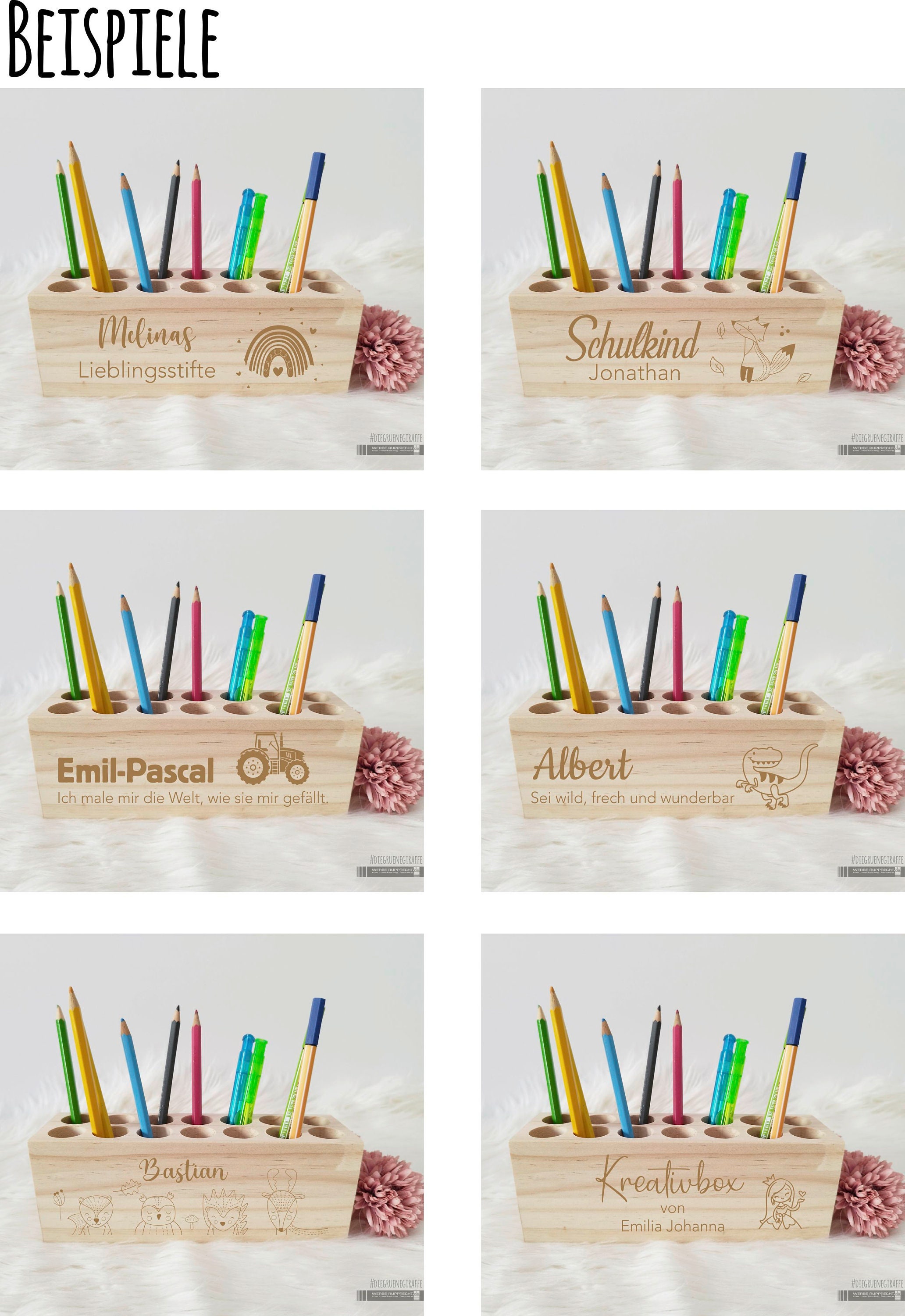 Stiftebox personalisiert / Schreibtischorganizer Montessori ...