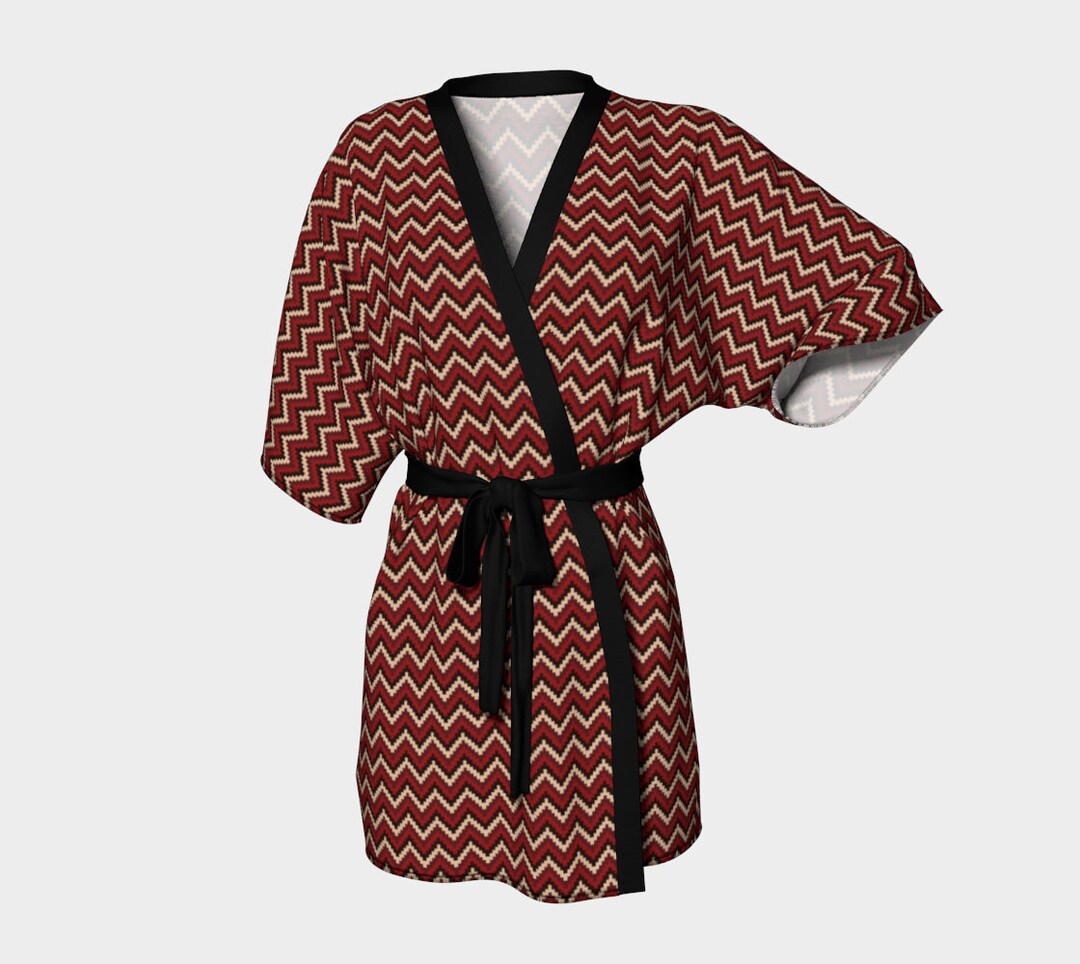Red and Cream Nazca Silk Kimono Japanese Style Robe Ancient Peruvian ...