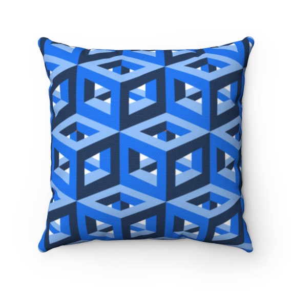 3d Cube Throw Pillow Optical Illusion Geometric Spun | Etsy