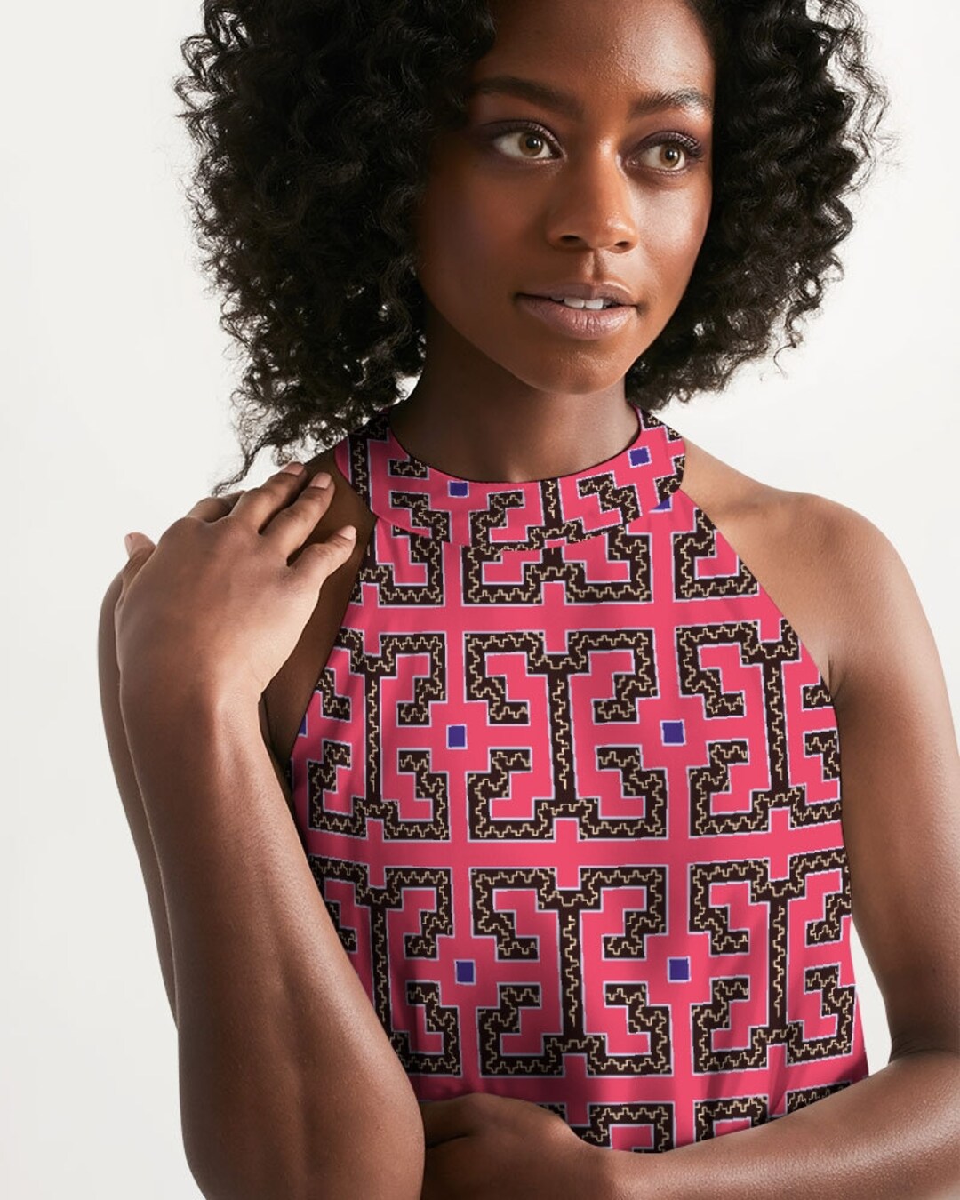 Vestido halter de las mujeres rojo y negro shipibo conibo Perú Selva ...