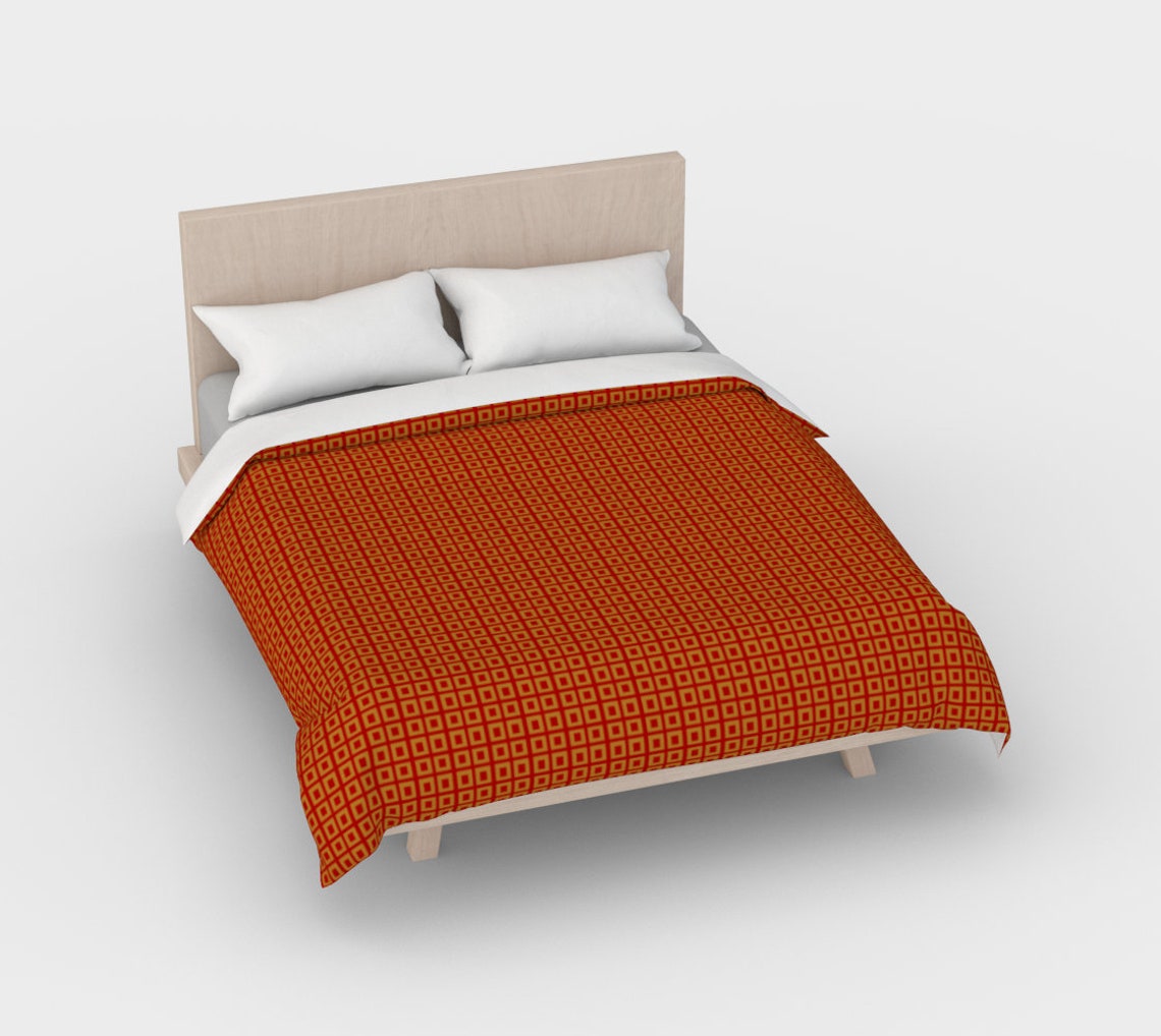 Nazca Orange and Gold Cotton Sateen Duvet Cover, Elegant Peruvian ...