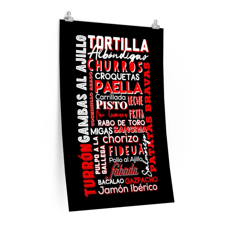 Spain Food Poster Spanish Cuisine Comida De España Paella Poster Latin ...