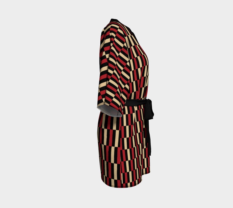 Inca Red Black and Cream Silk Kimono Robe, Anniversary Gift Ancient ...