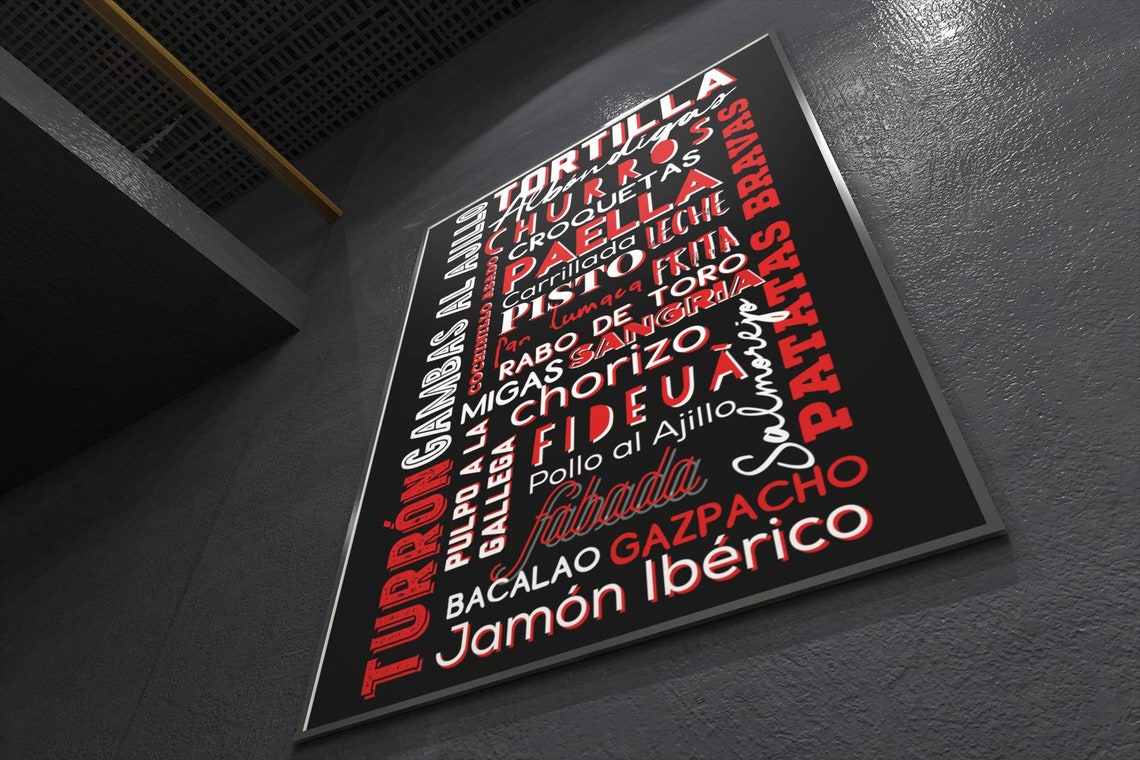 Spain Food Poster Spanish Cuisine Comida De España Paella Poster Latin ...