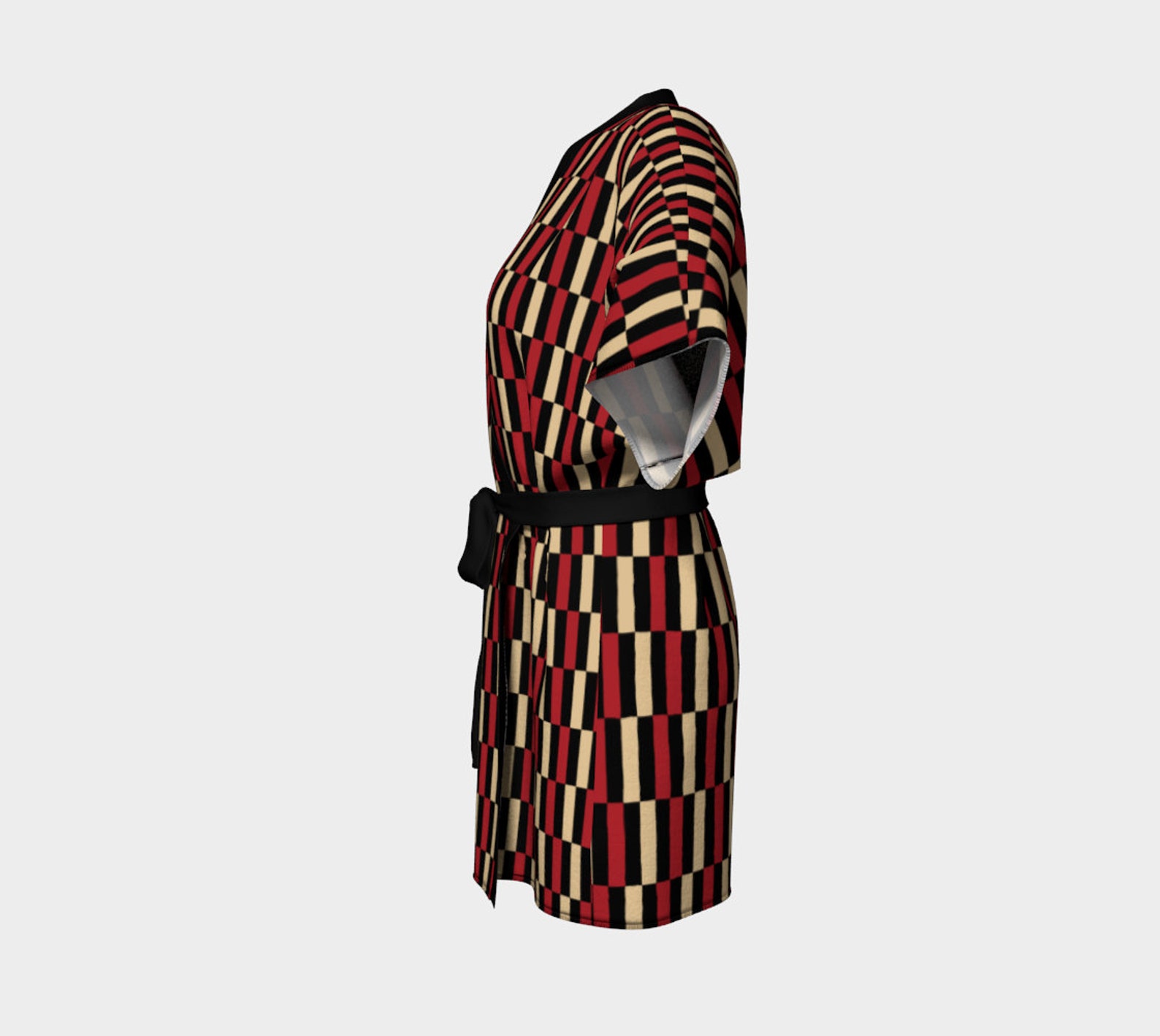 Inca Red Black and Cream Silk Kimono Robe, Anniversary Gift Ancient ...