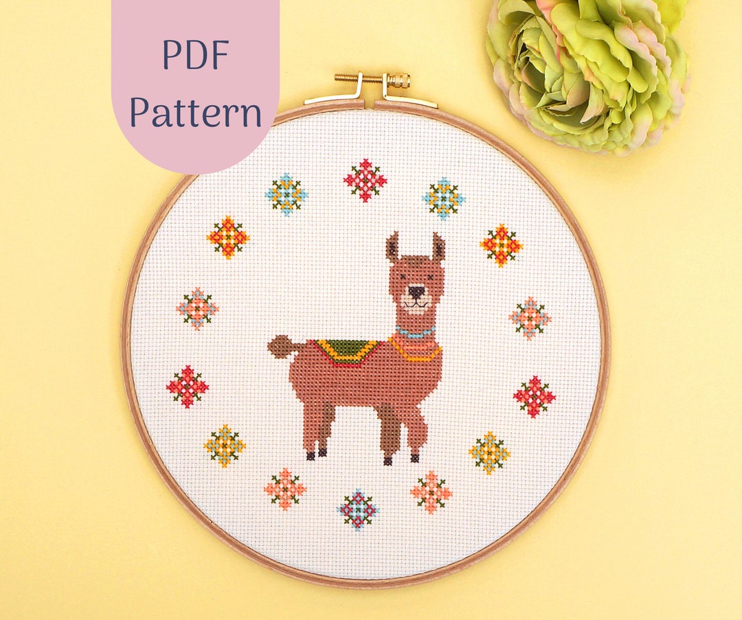 Embroidery Template PDF llama Download Template, DIY, Digital File ...