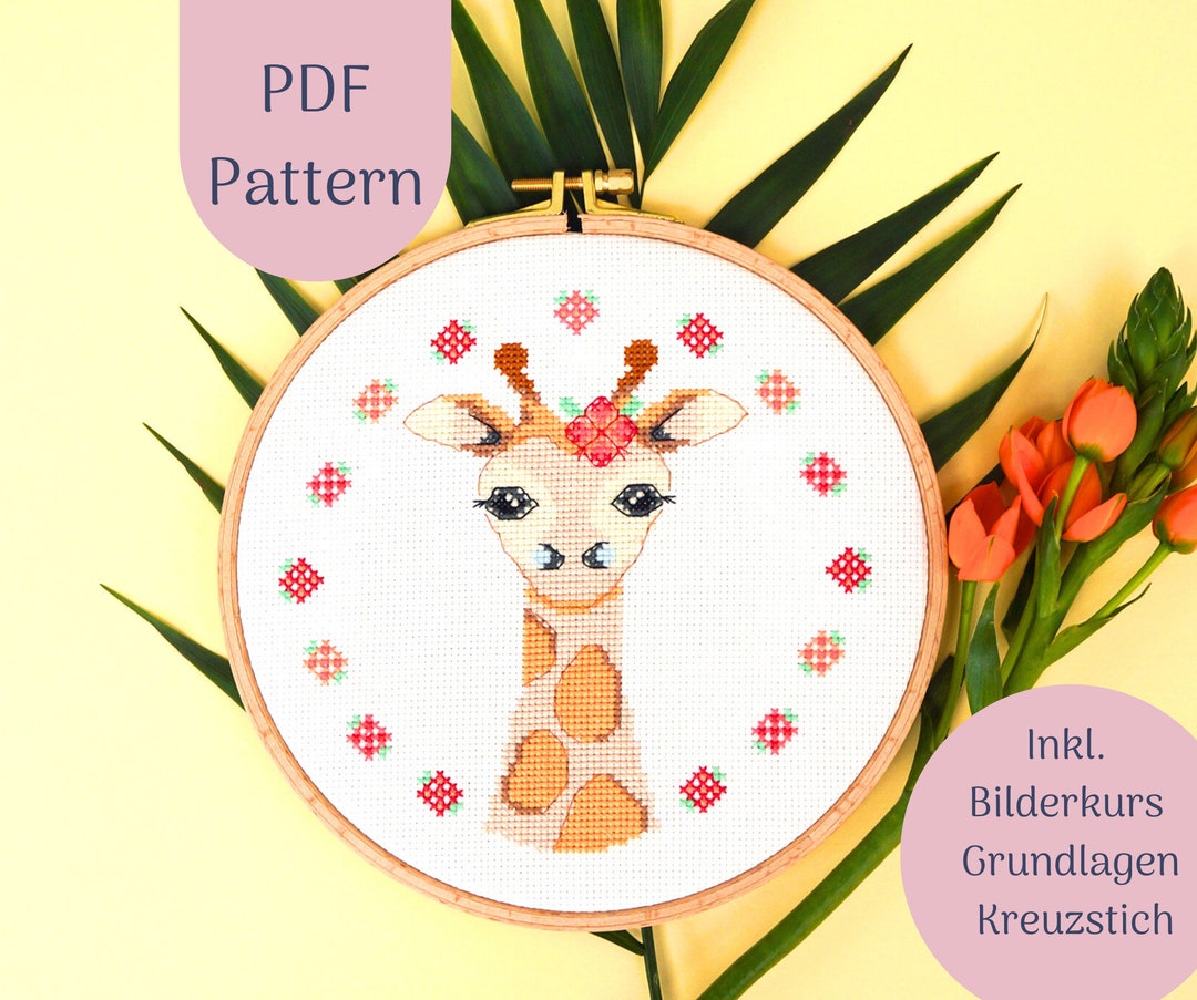 Embroidery Template PDF giraffe Download Template, DIY, Digital File ...