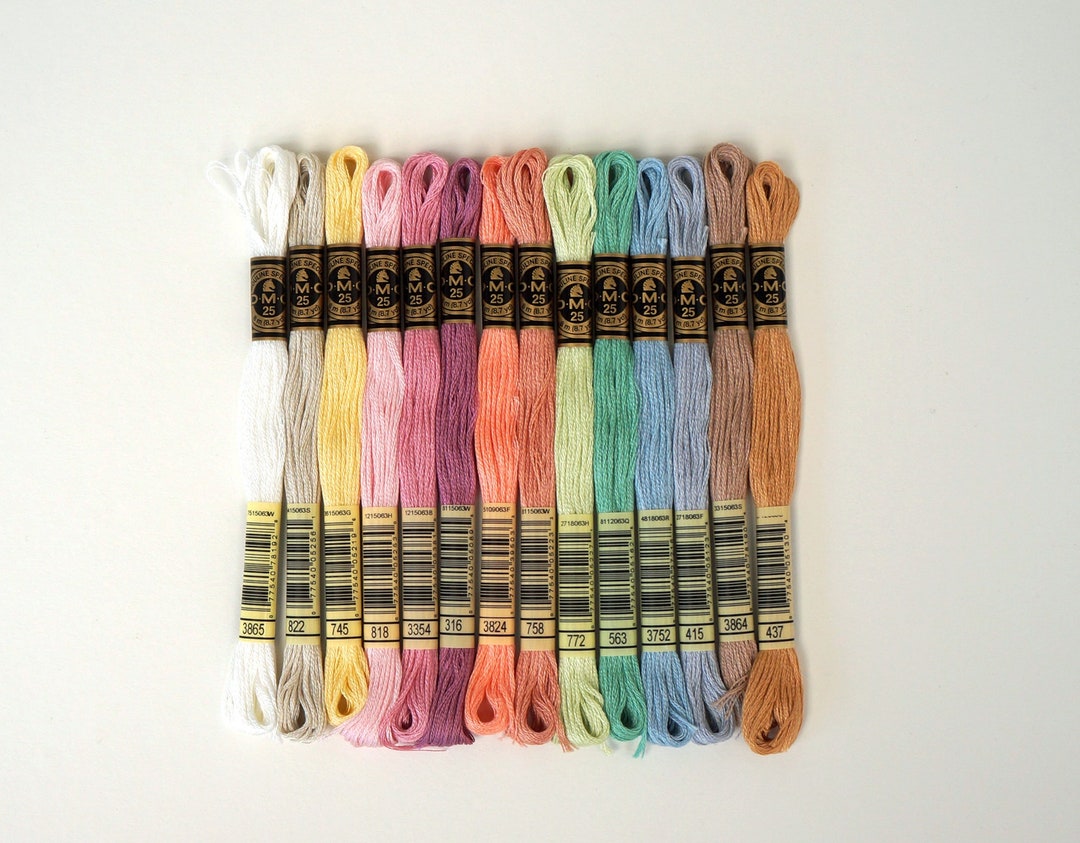 Set di fili da ricamo di DMC in 14x 8 m in toni pastello, ampio ...