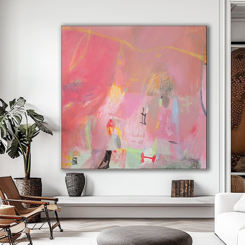 Pink Abstract Art - Etsy