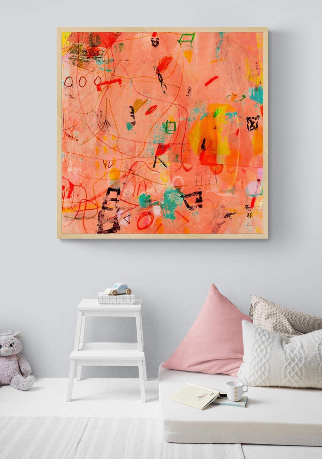 Bright Wall Art, Orange Abstract Painting Print, PRINTED and SHIPPED ...