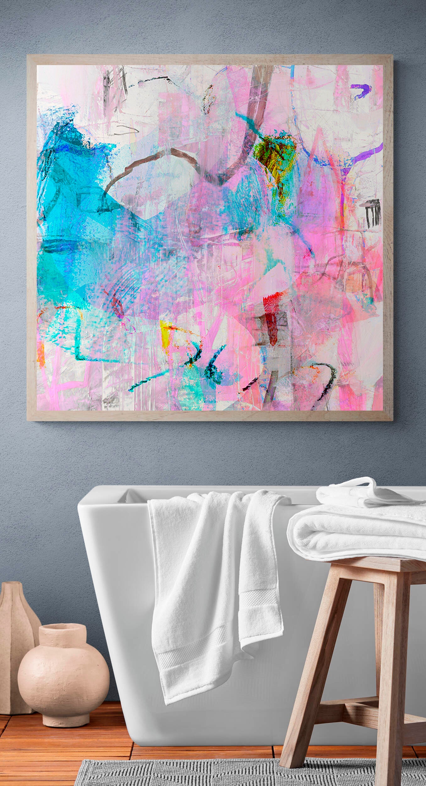 Blue and Pink Abstract Painting Pink Digital Download Soft - Etsy