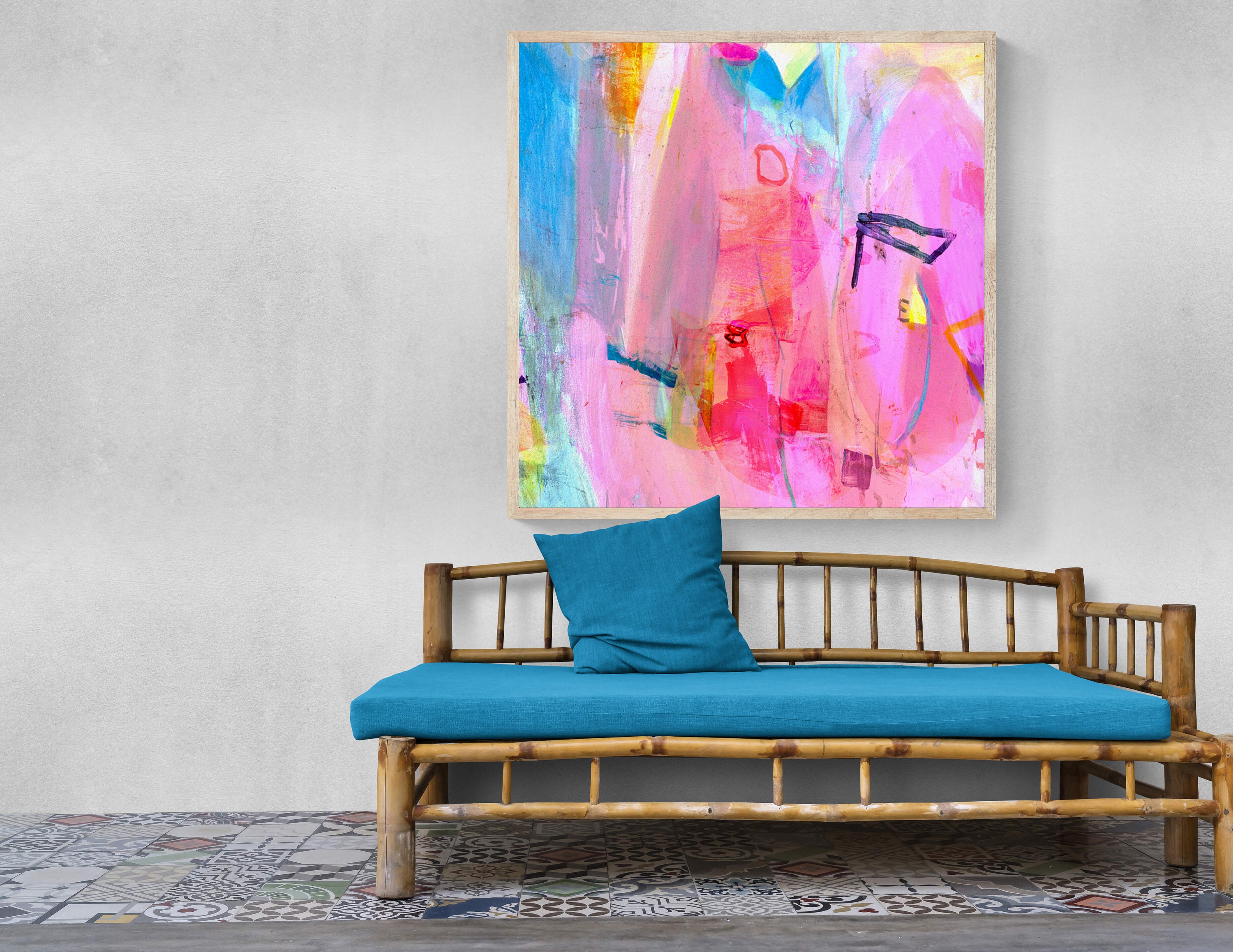 Pink Abstract Painting, Vibrant Printable Art, Pink Wall Art Print ...