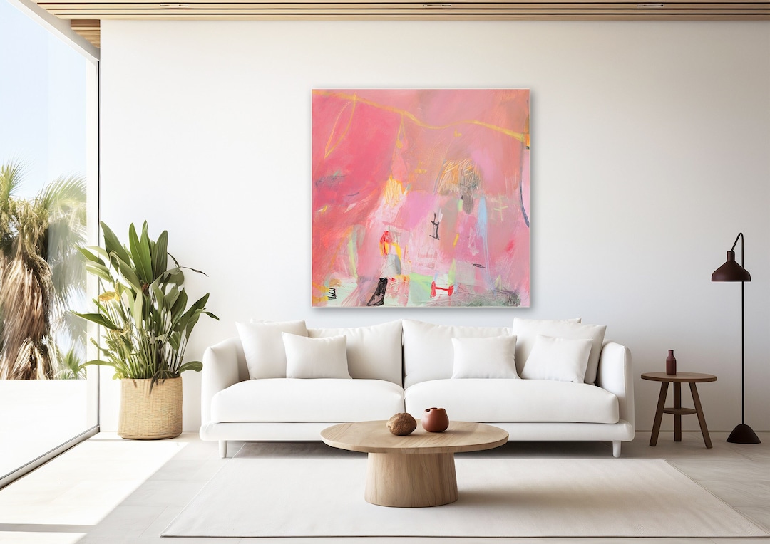 Pink Abstract Painting Digital Download, Pink Printable Art, Pink Wall ...