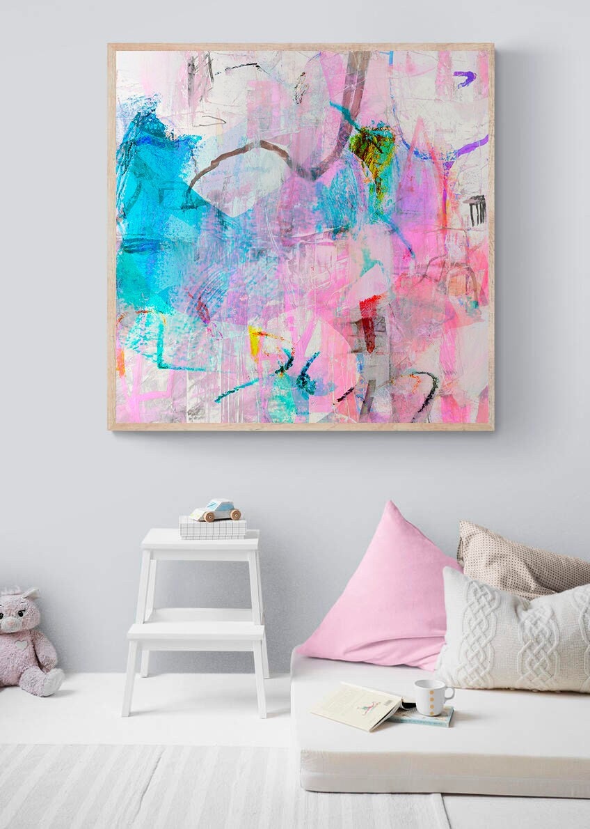 Blue and Pink Abstract Painting Pink Digital Download Soft - Etsy