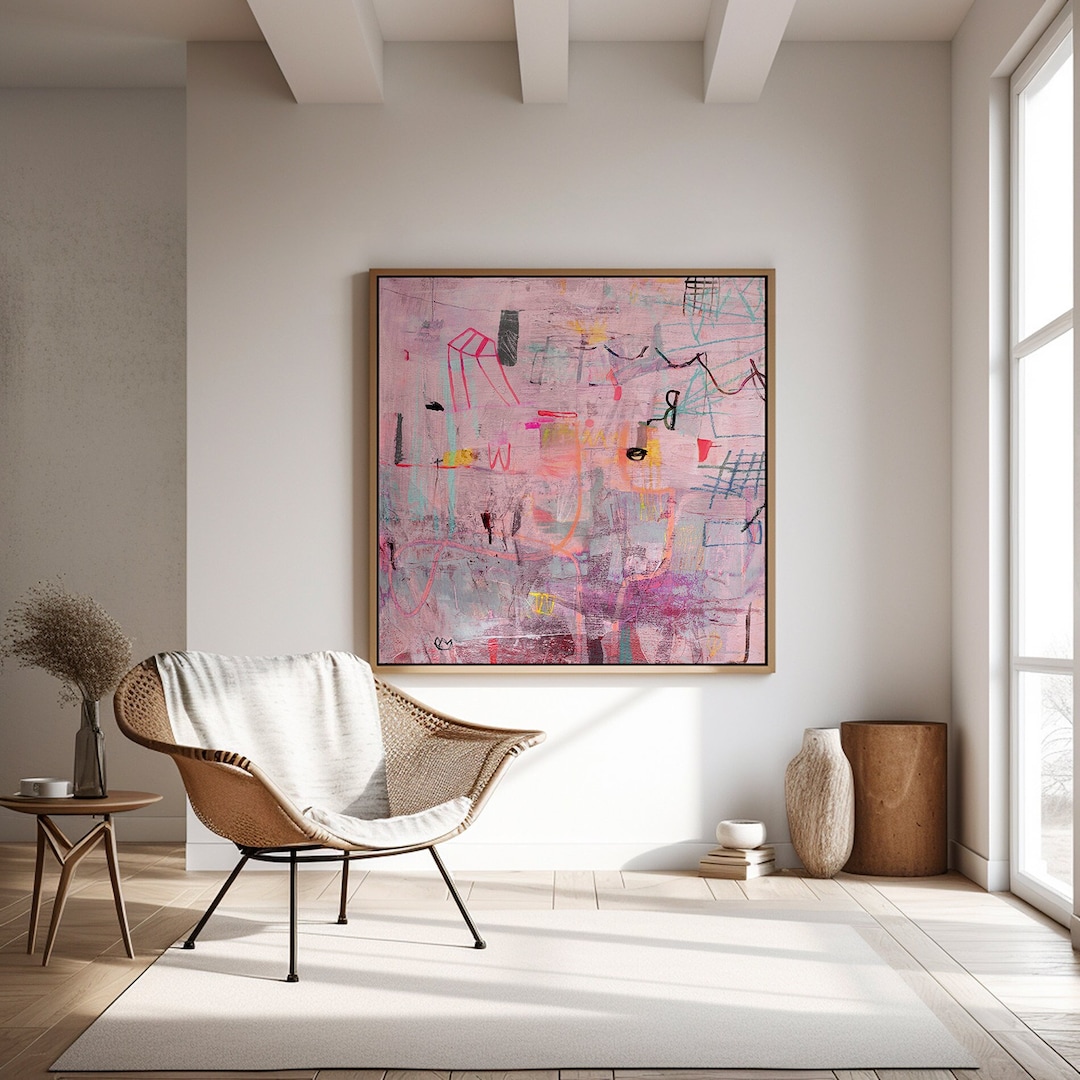 Pastel Digital Art Download Pale Pink Abstract Painting, Soft Pink Boho ...