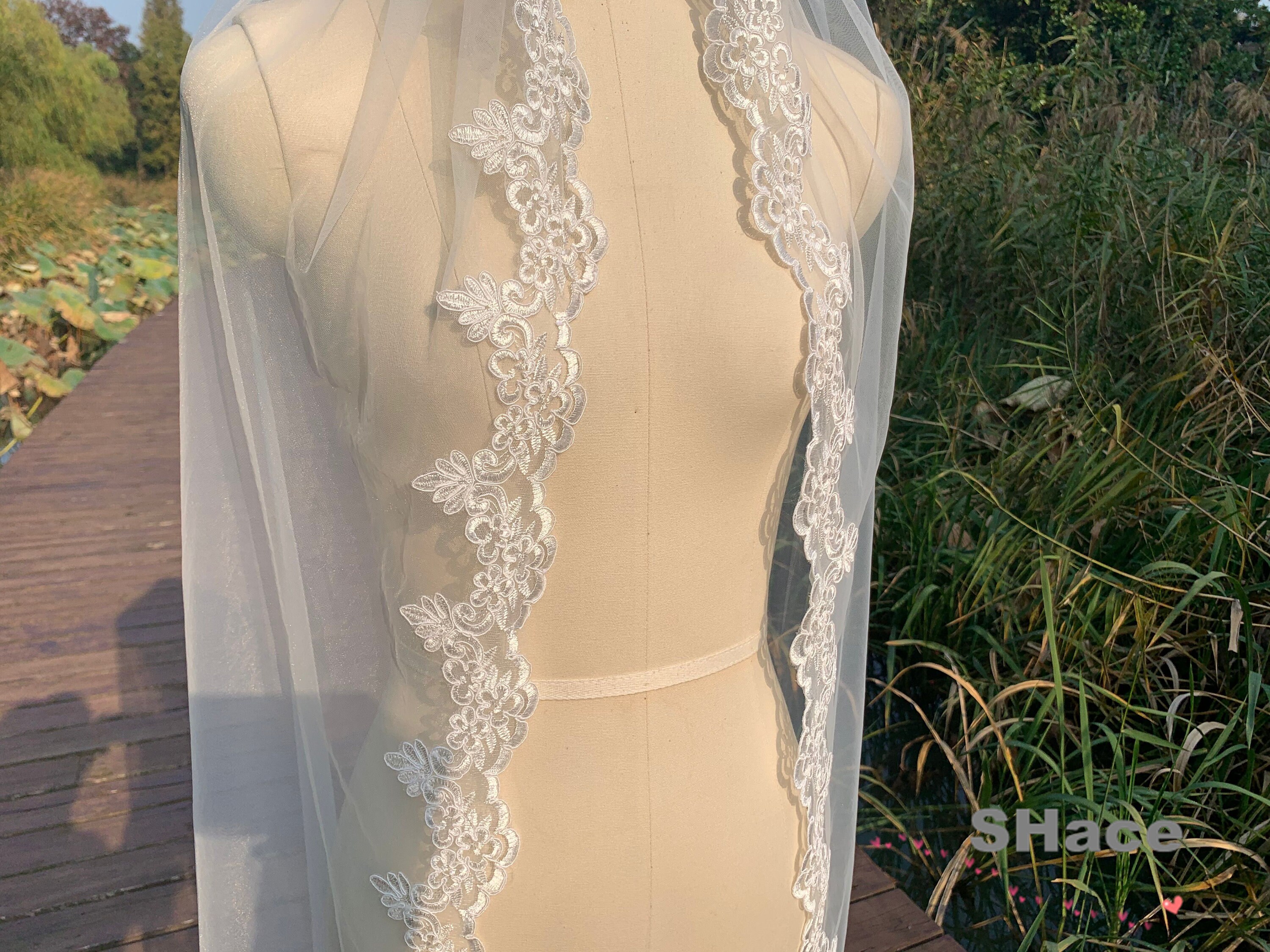 Single Layer Lace Edge Bridal Veil, Ladies Wedding Soft Tulle Veil ...