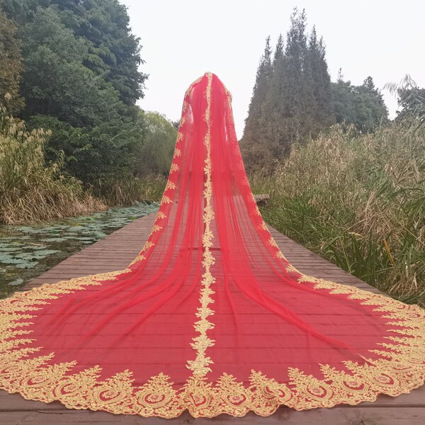 Red Veil - Etsy