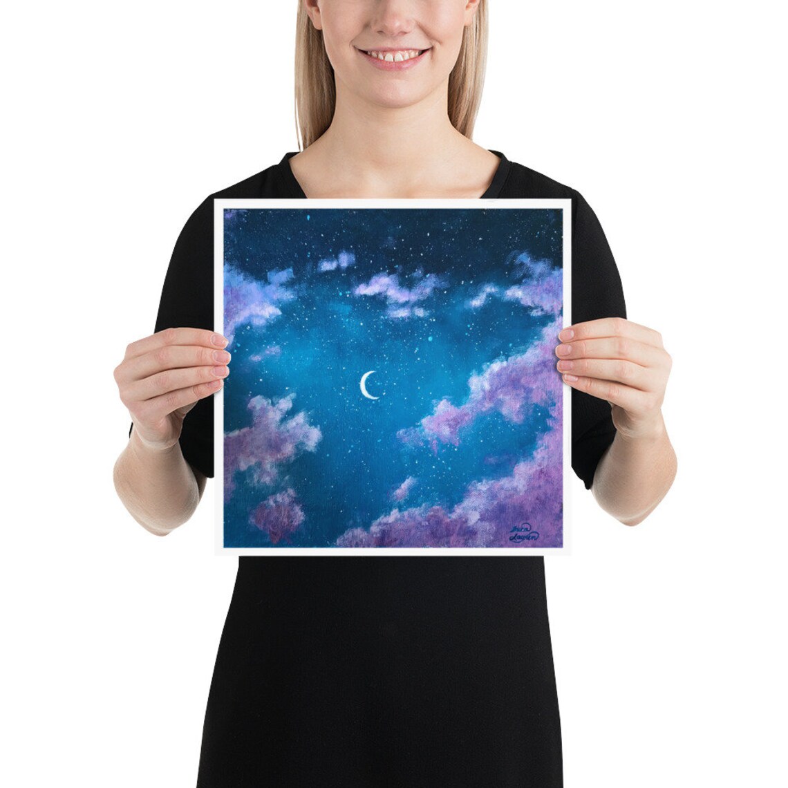 Cloudy Moonlight Sky Poster - Etsy
