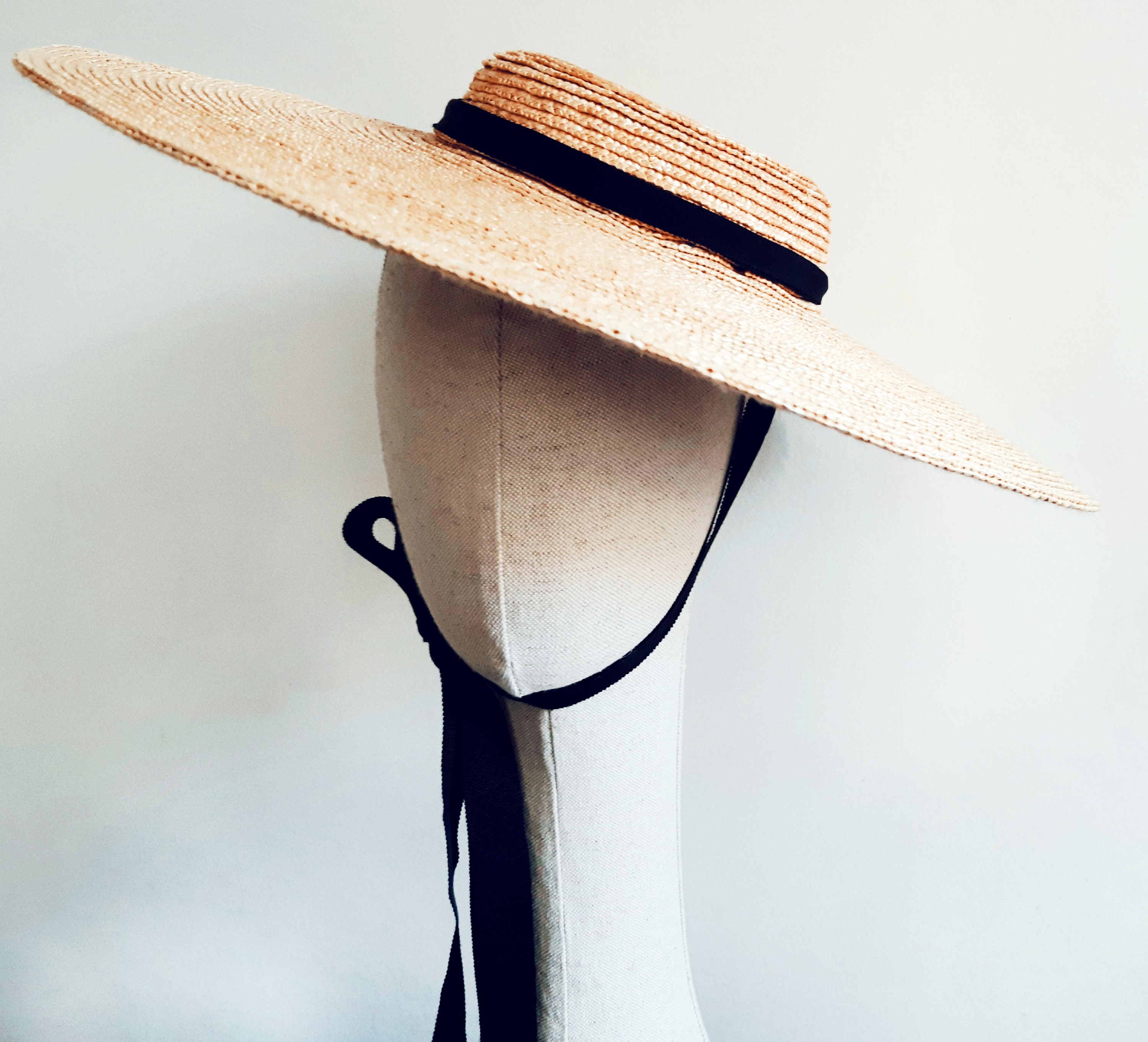 Wide Brimmed Natural Straw Boater Hat - Etsy