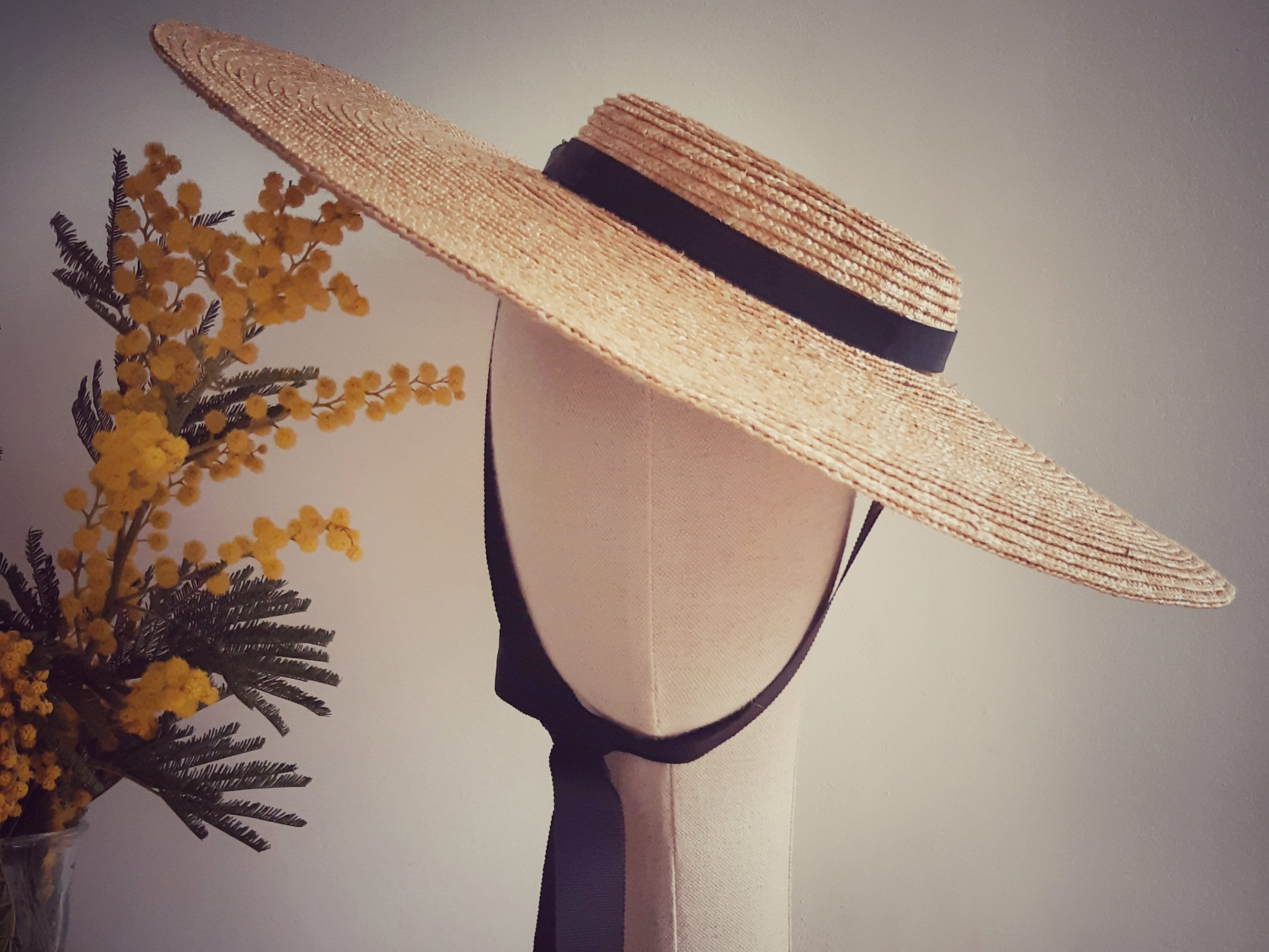Wide Brimmed Natural Straw Boater Hat - Etsy