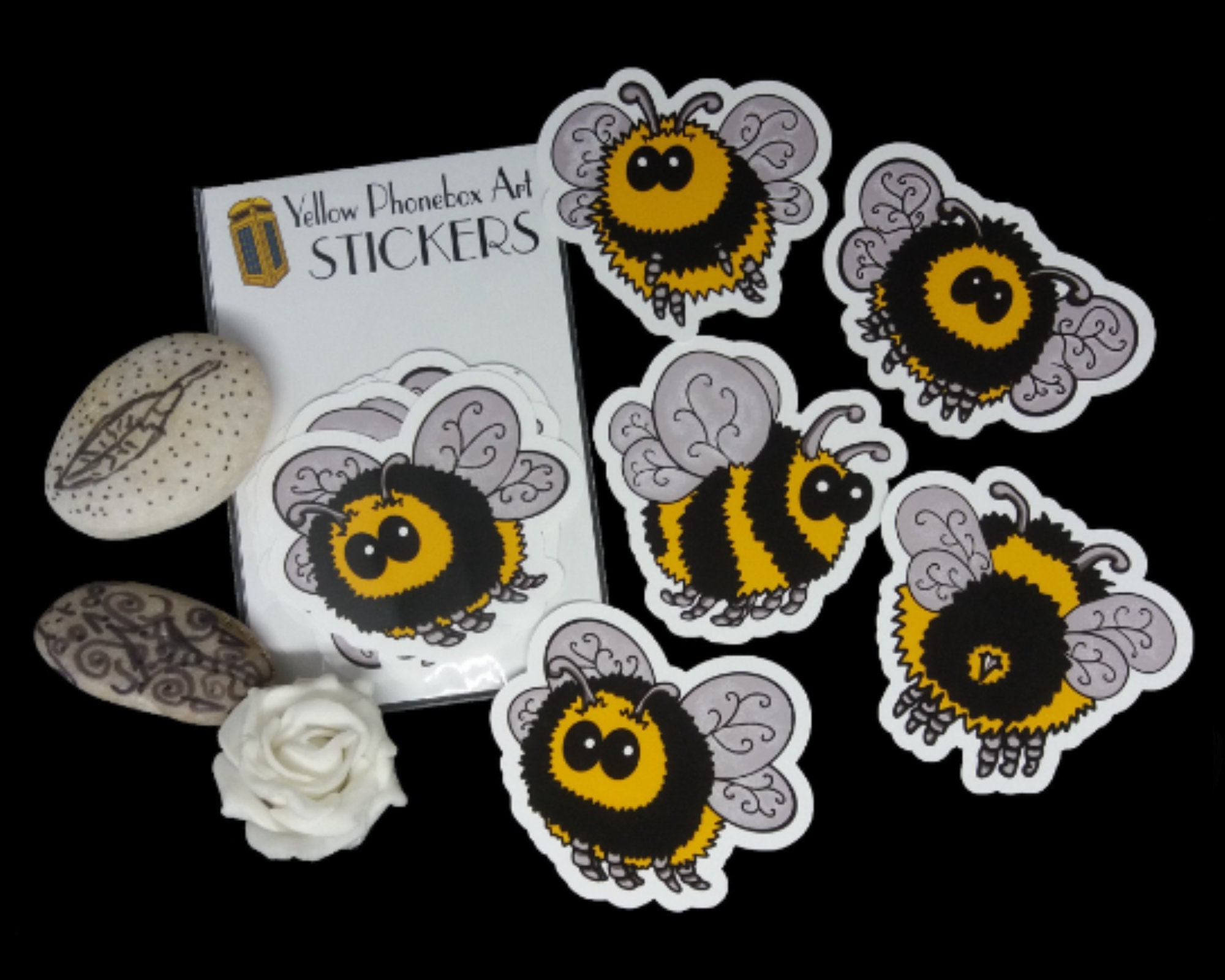 Bumble-beez Pack of 5 Self-adhesive Cute Bumble Bee Stickers for ...