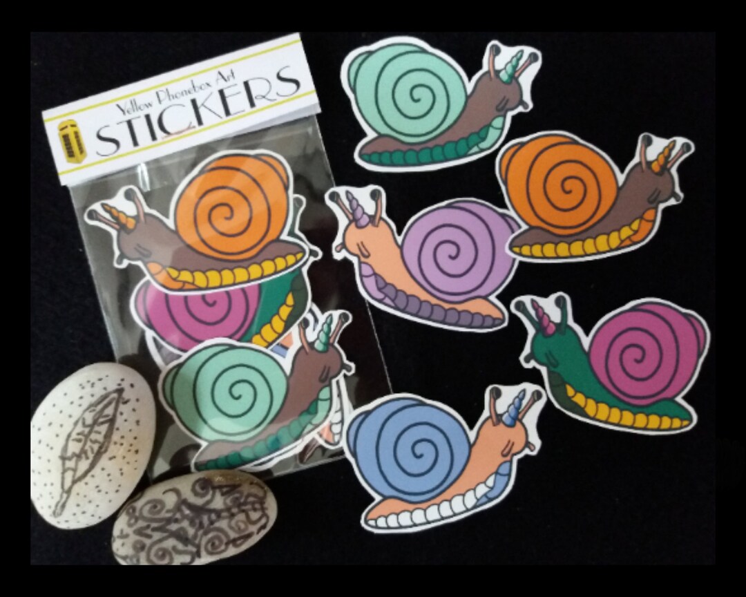 Unicorn Snails Pack of 5 Self-adhesive Stickers for Planners, Notebooks ...