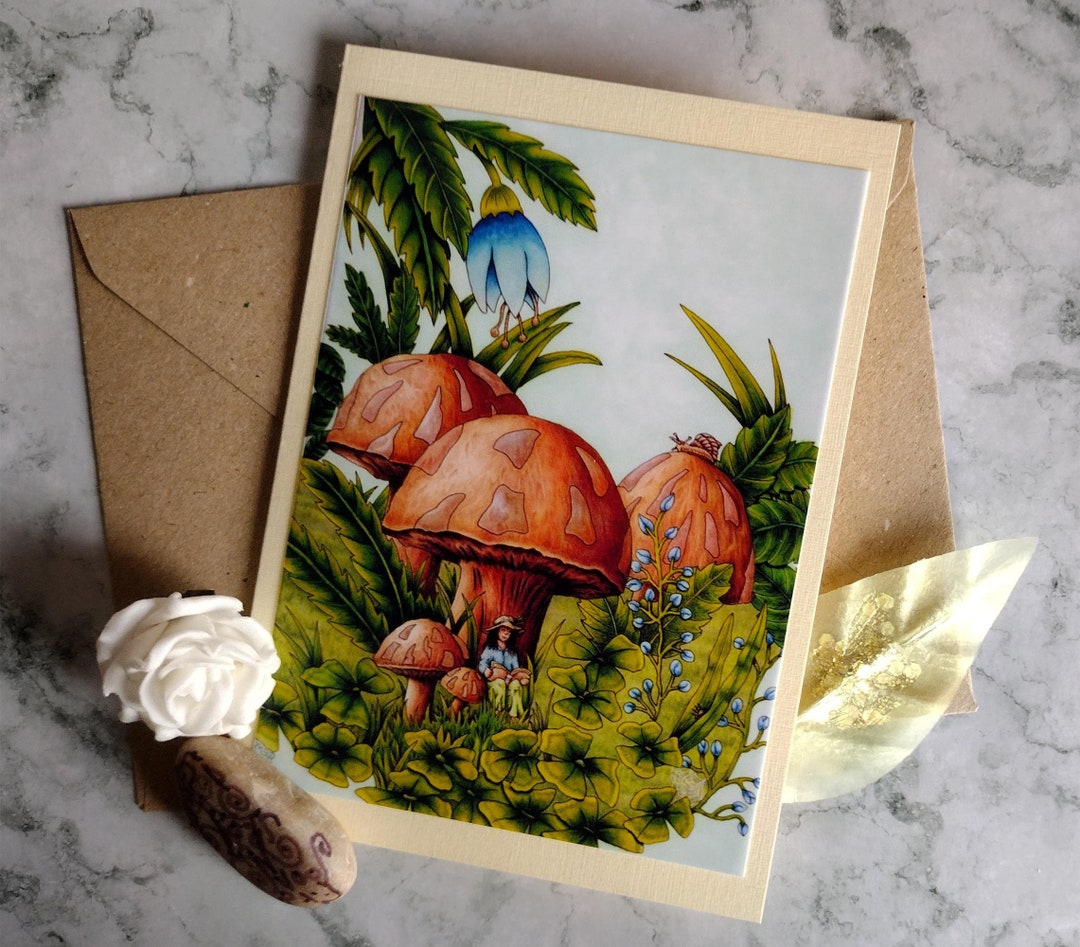 Reading Room Greeting Card Handmade Blank Inner and Envelope Friendship ...