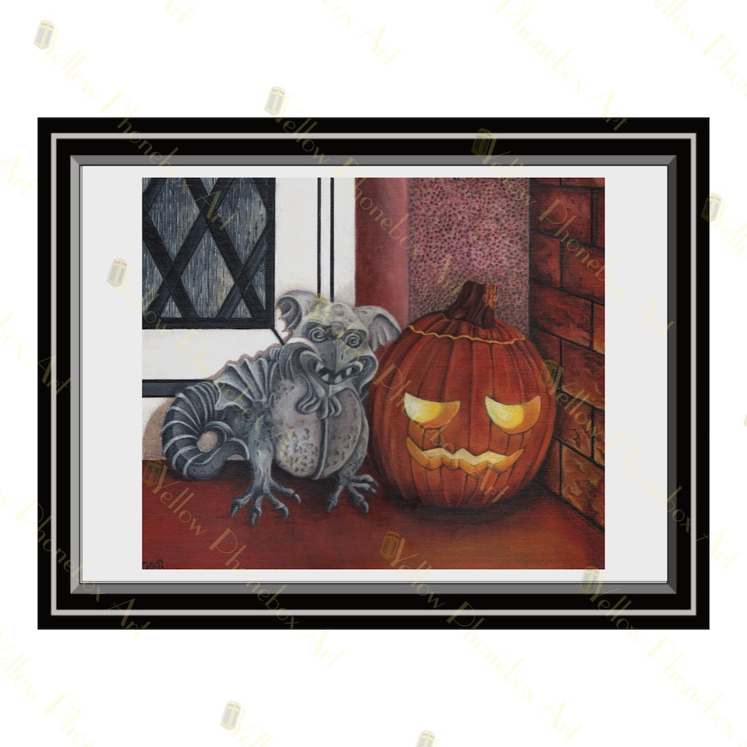 Gargoyle & Pumpkin – Fine Art Print From Original Artwork - Etsy