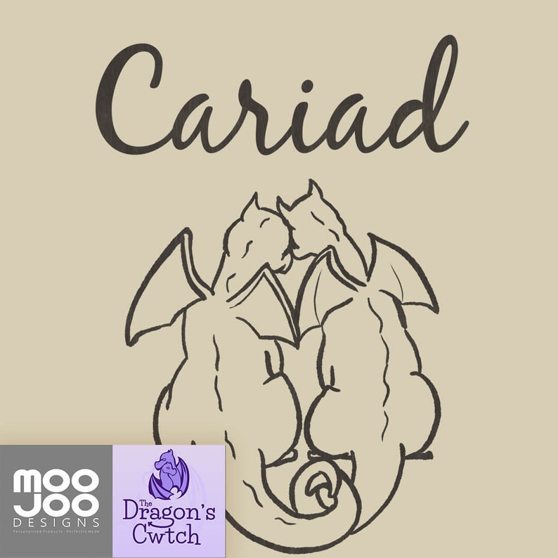 Cariad-two Dragons Design on Slate Heart Wall Decor for - Etsy