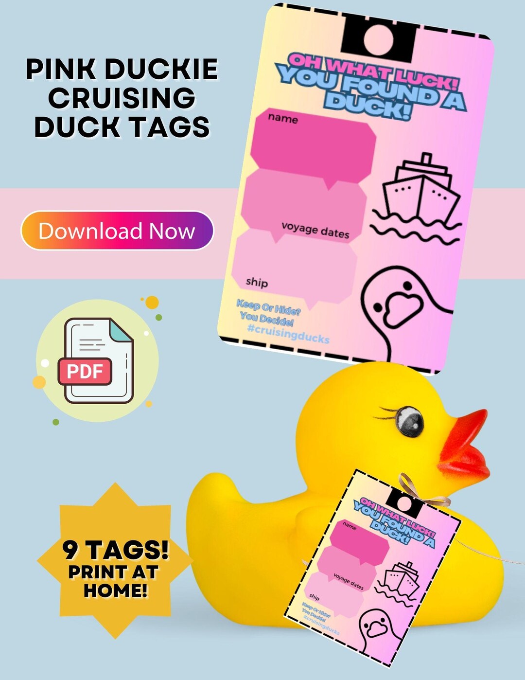 Printable Labels Tags for a Cruise Ship Duck Hunt | Rubber Ducks ...