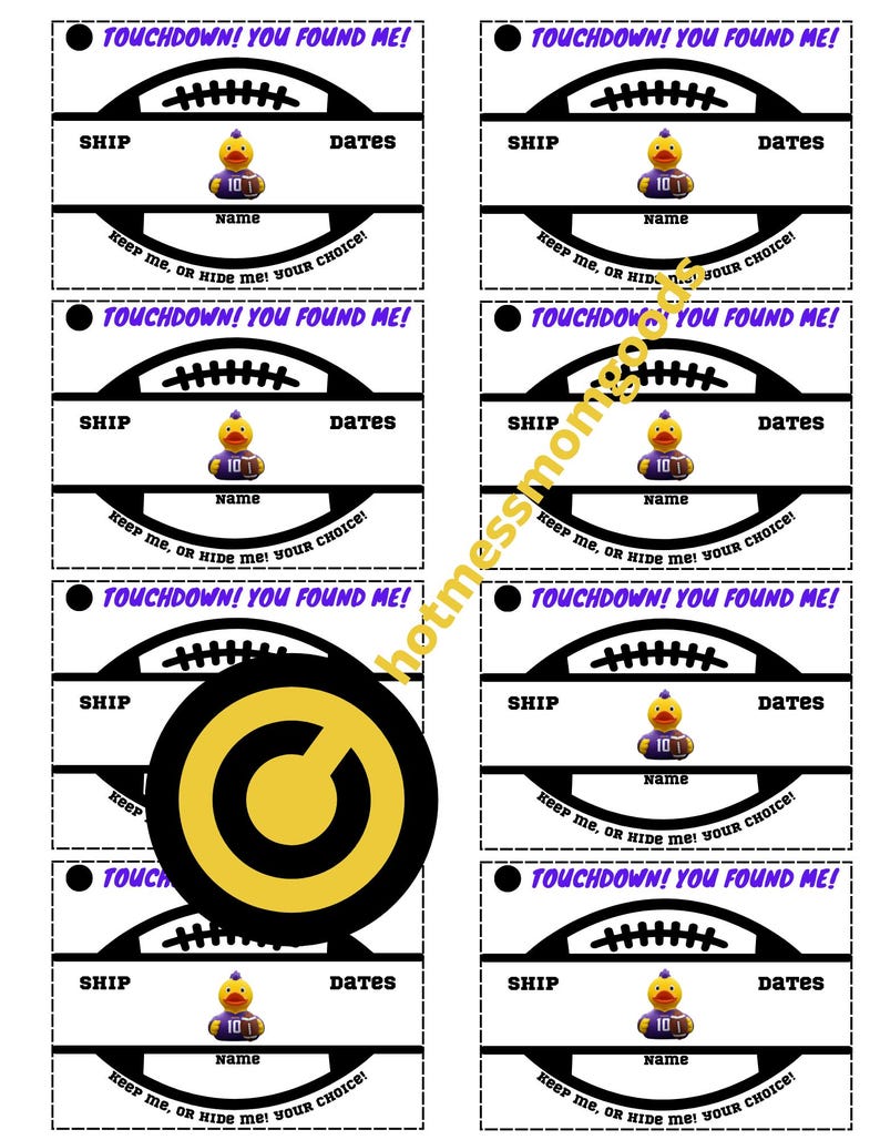 Printable Labels Tags for a Cruise Ship Super Bowl vikings Hunt Rubber ...