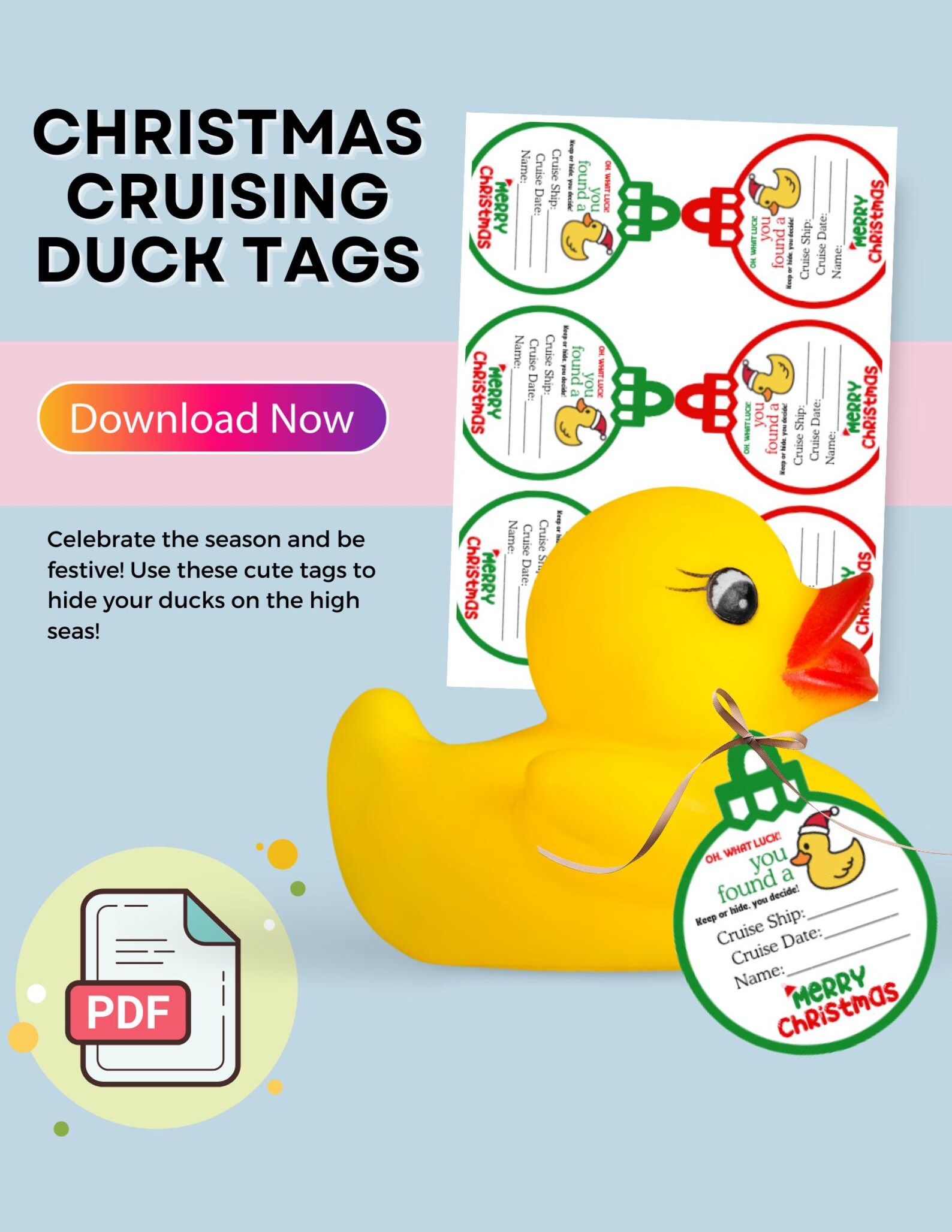 Printable Labels Tags for a Cruise Ship Christmas Duck Hunt | Rubber ...