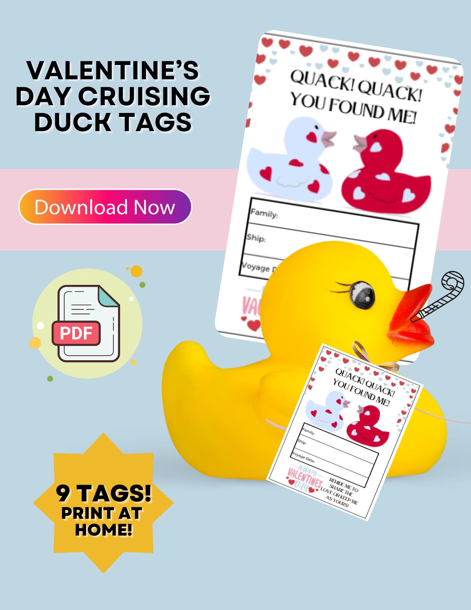 Printable Labels Tags for a Cruise Ship Valentine's Day Duck Hunt ...
