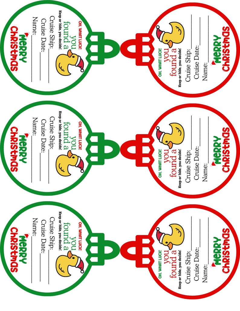 Printable Cruise Ship Christmas Labels | Rubber Ducks Tags for Cruise ...