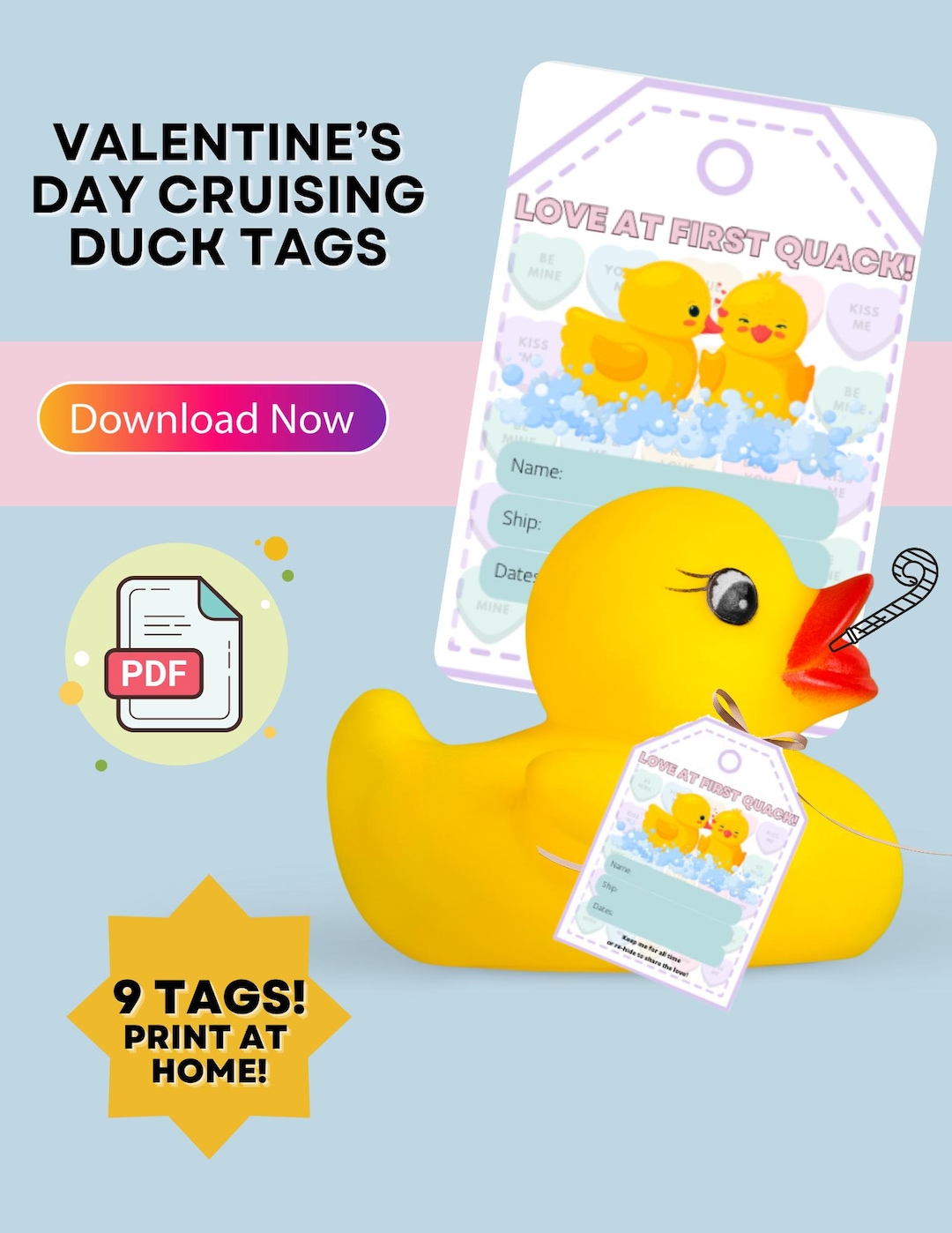 Printable Labels for a Cruise Ship Valentine's Day Duck Hunt Rubber ...