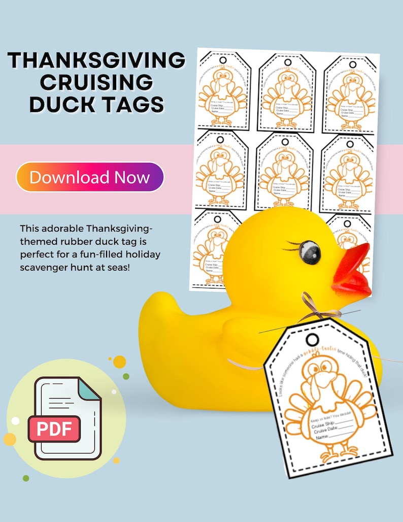 Printable Labels for a Cruise Ship Thanksgiving Duck Hunt Rubber Ducks ...
