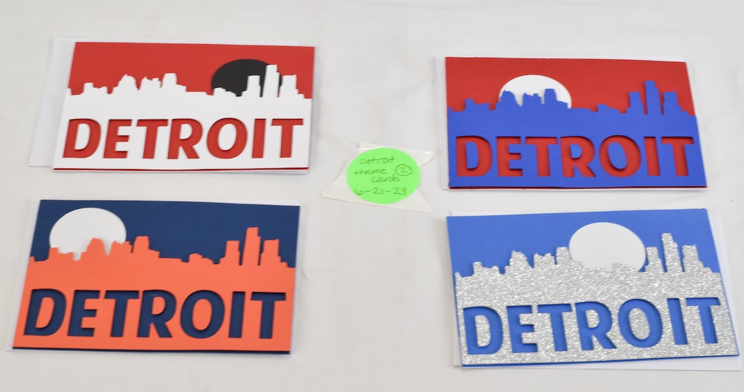 Detroit Theme Cards Set of 4 - Etsy