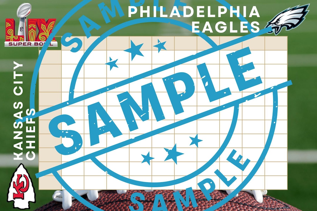 2025 Super Bowl Squares Template Super Bowl 59 Eagles Vs Chiefs - Etsy