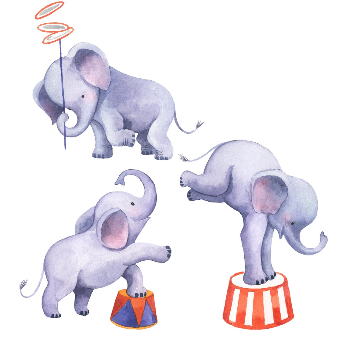 Circus Friends All Having Fun - Hand Painted by Myself in Watercolor ...