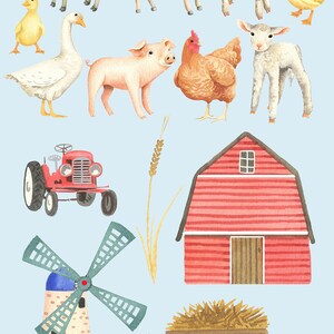 Baby Farm Animals Clip Art. Hand Painted in Watercolor. Cute Little ...