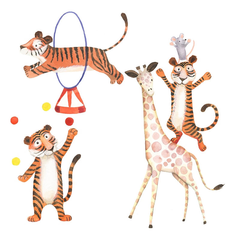 Circus Friends All Having Fun - Hand Painted by Myself in Watercolor ...